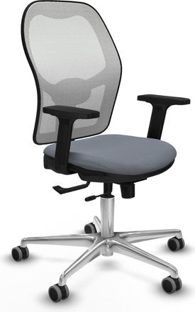 Piqueras y Crespo Schreibtischstuhl, wei&szlig; und grau, mit 2D-Armlehnen, h&ouml;henverstellbare Lendenwirbelst&uuml;tze, ausgestattet mit Syncro/Traslack und injiziertem Schaumstoff