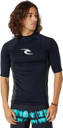 Rip Curl Herren Waves UPF 50 Performance Short Sleeve Rashguard, Schwarzer Kern, XL