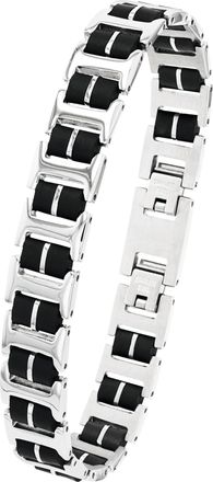 Amor Armband Edelstahl Kautschuk Herren Armschmuck, 22 cm, Silber, Kommt in Schmuck Geschenk Box, 9352524