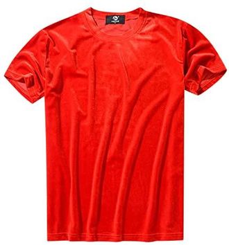 Generic T-shirt &agrave; manches courtes en velours pour homme Style hip-hop, RD1., XXL