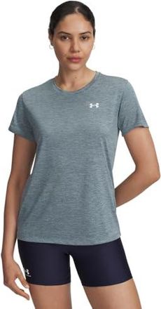 Under Armour T-Shirt Tech Twist &agrave; Manches Courtes pour Femme, (587) Jaspe Bleu/Blanc, Taille XS