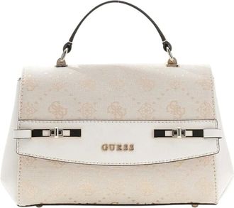 Guess Femme, Sacs, Blanc, Taille: ONE Size Melinda Logo Top Handle Flap