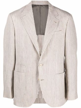 Brunello Cucinelli blazer ray&eacute; &agrave; simple boutonnage - Marron