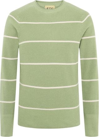 FTC Rundhalspullover mit Streifen aus einem Baumwolle-Kaschmir-Mix in