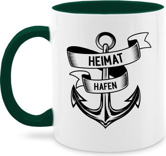 Shirtracer Tasse Tassen 325ml - Statement - Heimathafen Anker - 325 ml - Dunkelgr&uuml;n - kaffetassen spr&uuml;che statements kaffeetasse statement-tasse frohes neues jah