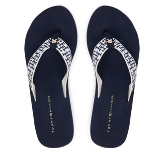 Tommy Hilfiger Zehentrenner Tommy Hilfiger Wedge Summer Sandal Mono FW0FW09698 Dunkelblau