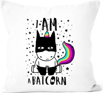 Autiga Batcorn Kissen-Bezug Einhorn Unicorn wei&szlig; 40cm x 40cm