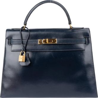 Herm&egrave;s Crossbody Bags - Hermes Bleu Boxcalf Kelly 32 Handbag - Gr. unisize - in Blau - f&uuml;r Damen
