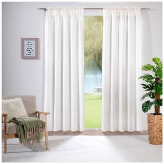 Heimtexland Dekoschal Polycotton XL Gardine Blickdicht HxB 280x140 Vorhang Kräuselband und Tunnelzug Natur Typ693