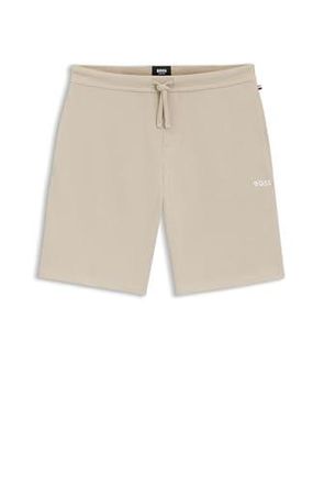BOSS Hommes Waffle Shorts Short de Pyjama en Coton m&eacute;lang&eacute; avec Logo brod&eacute;