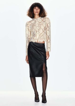 Mango Blouse dentelle fleurie &eacute;cru - Femme - XS - MANGO