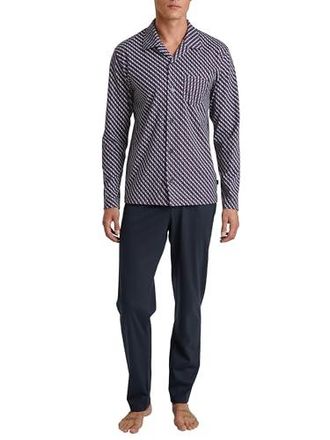 CALIDA Relax Imprint Pyjama, boutonné hommes, 100% coton, pantalon avec ceinture élastique recouverte de tissu