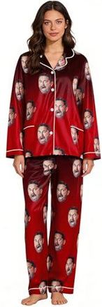 Generic Ensemble de Pyjama Personnalis&eacute; pour Femme avec Photo - Personnalisable de Famille et Danimaux Foto, Manches Longues en Soie de Lait Bross&eacute; Doux, pour