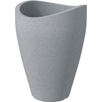 Scheurich Wave Globe High 54, vase/pot &agrave; fleurs/jardini&egrave;re, cylindrique, coloris: Stony Grey, fabriqu&eacute; avec du plastique recycl&eacute;, pour lext&eacute;rieur - Scheurich