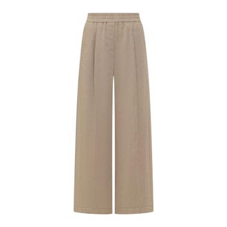 Brunello Cucinelli Femme, Pantalons, Beige, Taille: 36 FR Pantalon de surv&ecirc;tement ample en organza de coton