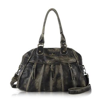 Angel Kiss Sac &agrave; main pour femme - En cuir synth&eacute;tique souple - Style vintage, Noir/gris