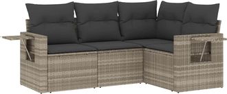 vidaXL Vidaxl - Set Divano Da Giardino 4pz Con Cuscini Grigio Chiaro Polyrattan