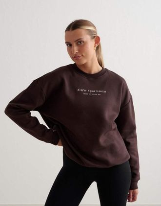Aim'n Sweatshirt in Kakaobraun mit Serifenschrift-Brown