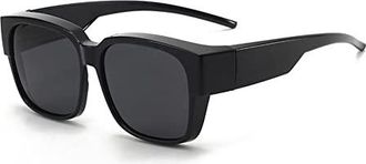 Generic Convient aux lunettes de soleil polarisées, surdimensionnées, carrées, pour la conduite, la protection UV400, léquitation, les ombres noires, Noir