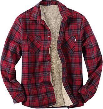 Missmao Chemise de Bûcheron Chaude Doublée à Carreaux pour Homme - Veste Thermique DHiver - Chemise Décontractée à Manches Longues - Épaisse Doublée de Flanel