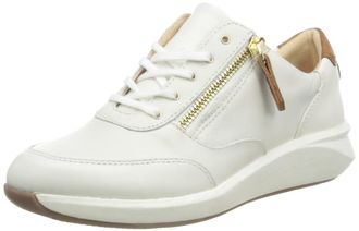 Clarks Unisex Un Rio Zip Shoes, White Leather, 41.5 EU