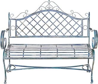 Safavieh Metall Au&szlig;en-Bank, Moosblau, 50 x 116 x 102 cm