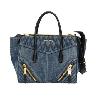 Miu Miu Sac &agrave; main Biker Rn1032 doccasion - Femme - Pre-owned - Bleu - Taille: ONE Size