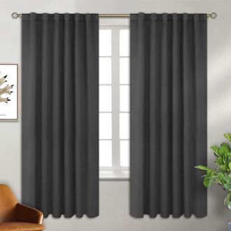 BGment Verdunkelungsvorhänge für Schlafzimmer mit Stangentasche und Rückentasche, wärmeisoliert, für Wohnzimmer, 2 Fenstervorhänge (132 x 182 cm, dunkelgrau)