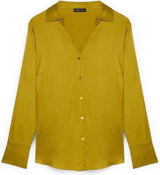 Fiorella Rubino Femme, Blouses et Chemises, Jaune, Taille: 44 FR Chemise en satin viscose