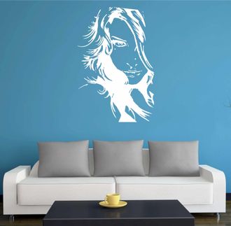 Indigos UG Wandtattoo Wohnzimmer - Wandaufkleber Frau M&auml;dchen 80x53cm, Weiss w429 - Aufkleber Kinderzimmer Schlafzimmer K&uuml;che Badezimmer B&uuml;ro Dekoration