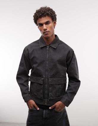 HUF Pacific - Veste style workwear &agrave; fermeture &eacute;clair - Noir d&eacute;lav&eacute;