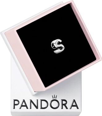 Pandora Moments Buchstabe S - wendbares Alphabet-Charm aus Sterling-Silber mit geprägten Herzen und Perlen an der Rückseite - kompatibel mit Armbändern Moment
