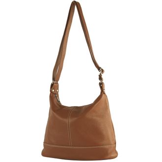 modamoda.de T251 - ital. Umhängetasche Größe M aus Leder, Farbe:Cognac