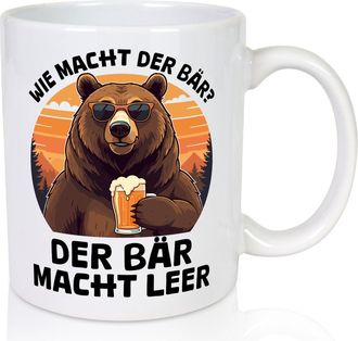 Generic Saufbär | wie macht der bär macht leer | Bierliebhaber - Tasse Weiss - Kaffeetasse/Geschenk/Familie