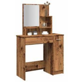 Les Tendances Coiffeuse avec miroir vieux bois 86,5x35x136