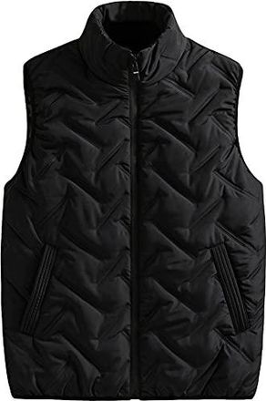 Feoya Gilet sans Manche Homme Veste sans Manches Automne Hiver Doudoune sans Manches Col Montant Épais Chaud Extérieur Noir 7XL