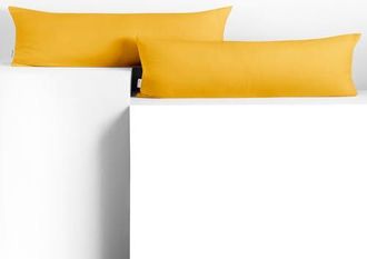 Decoking 2 Kissenbezüge 20x120 cm Jersey 100% gekämmte Baumwolle Reißverschluss gelb Amber
