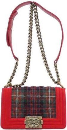 Chanel Sac bandouli&egrave;re Boy Velour Canvas Pre-owned - Femme - Pre-owned - Rouge - Taille: ONE Size