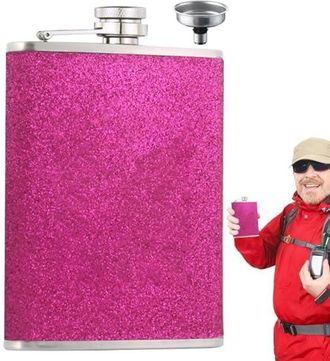 Generic Flasque &agrave; alcool | Bouteille &agrave; alcool en acier inoxydable de 236,8 g avec entonnoir - Gourde &agrave; paillettes anti-fuite portable pour homme et femme