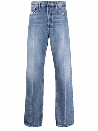 Diesel Gerade Jeans mit Stone-Wash-Effekt - Blau