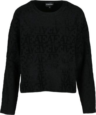 Emporio Armani Femme, Pulls, Noir, Taille: 36 FR Maglia Logo in Velluto