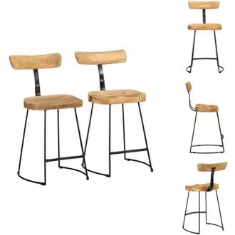 vidaXL Vidaxl - Tabourets de bar lot de 2 49x43x79 cm bois de manguier massif - Tabouret De Bar - Tabourets De Bar - Chaise - Chaise De Bar De Petit-déjeuner
