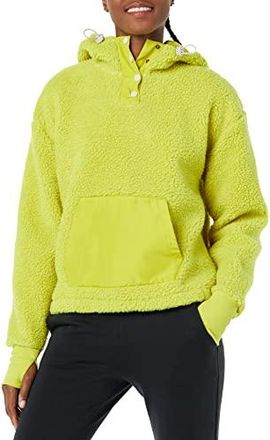 Amazon Essentials Veste à Capuche en Polaire avec Quart de Bouton Femme, Vert Olive Vif, XXL