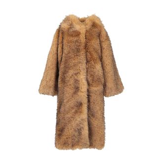 Rotate Faux Fur Long Coat - - Jackets - Damen - Beige - 2XS/XS