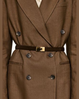 Arket Schnalleng&uuml;rtel Aus Veloursleder -Braun