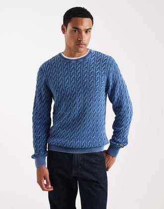 Levi's Presidio - Pull en maille torsadée - Bleu indigo