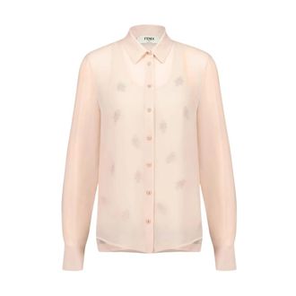 Fendi Rosa Bestickte Seidenoberteil - - Blouses & Shirts - Damen - Rosa - XS