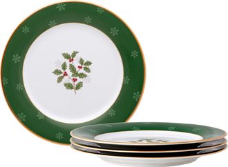Noritake Holly and Berry Gold Akzentteller, 22,9 cm, 4 St&uuml;ck