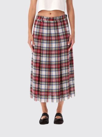 Maison Margiela Jupe midi pliss&eacute;e en m&eacute;lange de laine &agrave; motif tartan