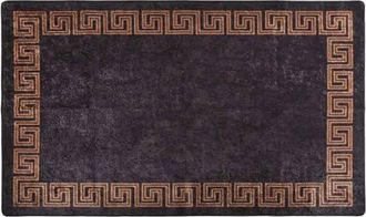vidaXL Tapis Lavable Antidérapant Moquette dEntrée Tapis de Sol Paillasson de Sol Tapis dEntrée Moquette de Couloir 120x180 cm Noir et Doré